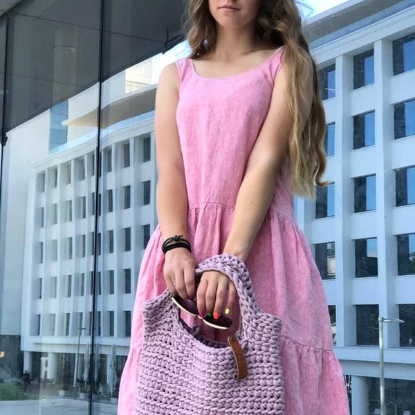 Pink Linen Dress Etsy