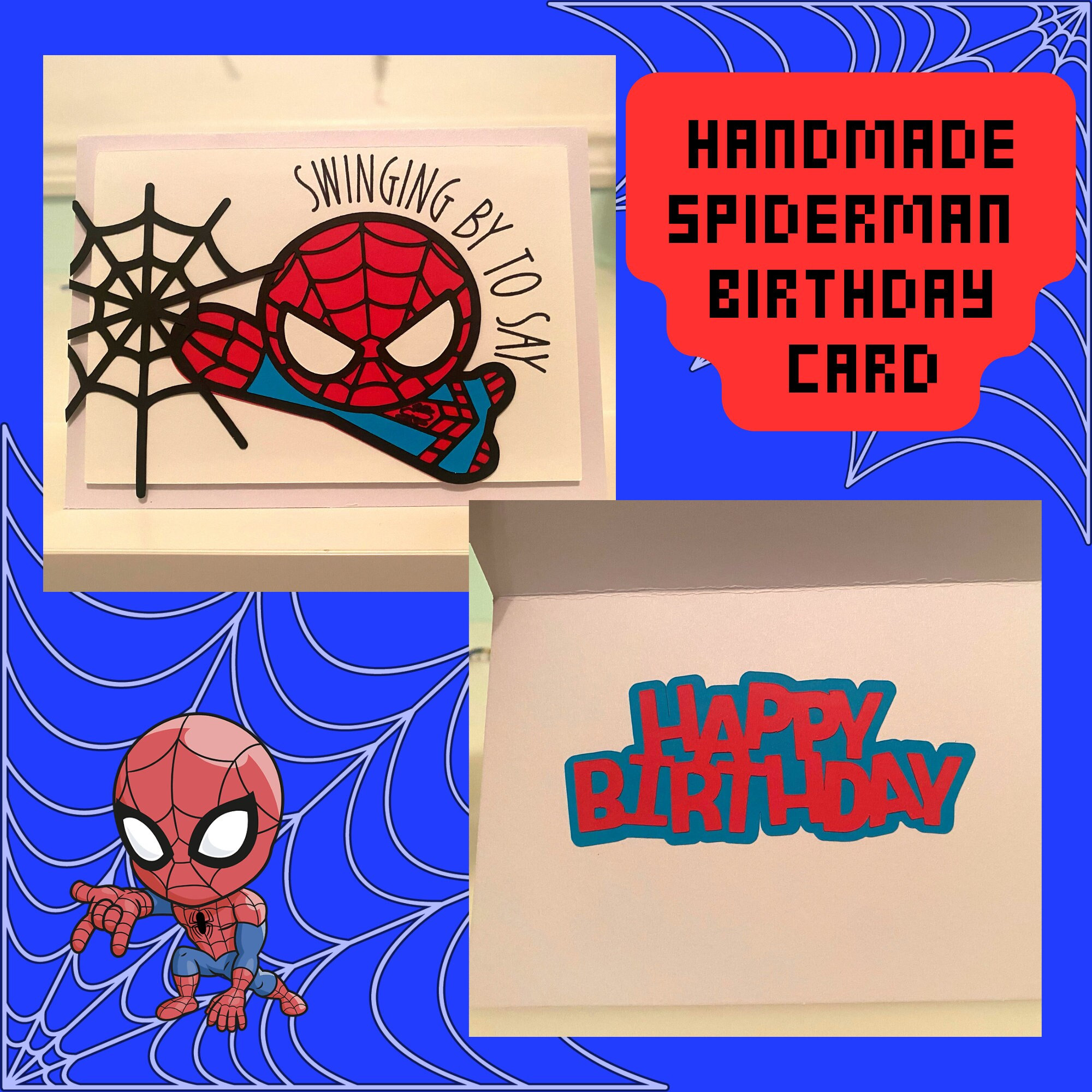 Spiderman Web Birthday Card - Etsy