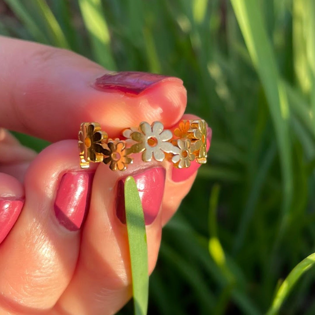 Daisy Flower Ring Floral Ring Daisy Ring Gold Flower Ring - Etsy