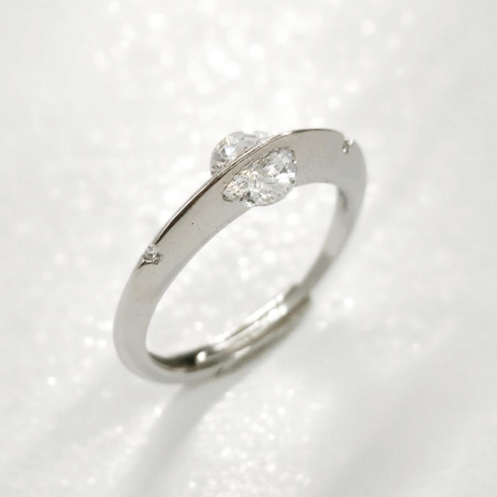 Floating Crystal Spinner Ring in Silver Plated Bras, Minimalist Fidget ...