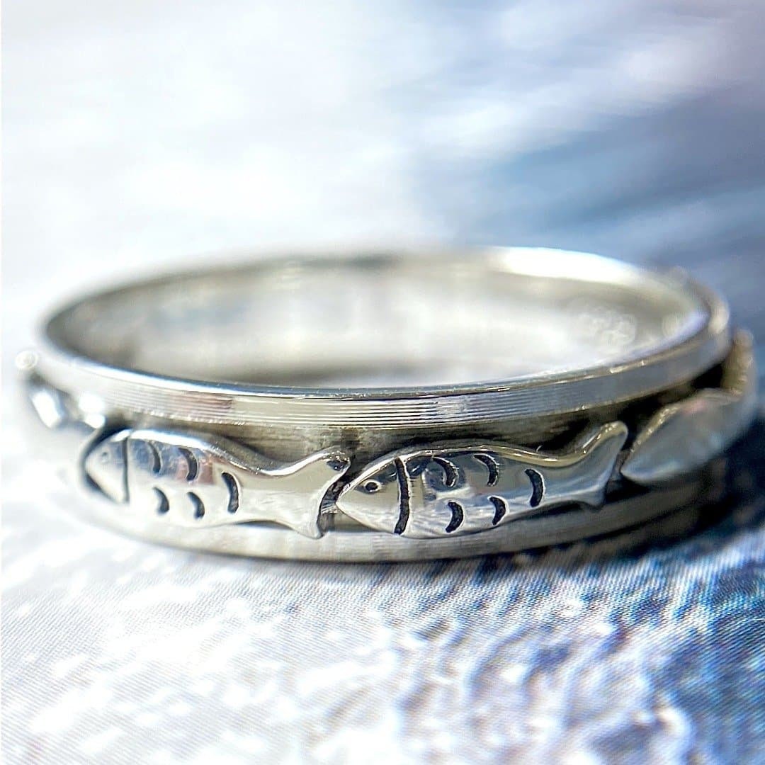 Swimming Fish Spinner Ring Fish Ring Fishing Lovers Ring - Etsy