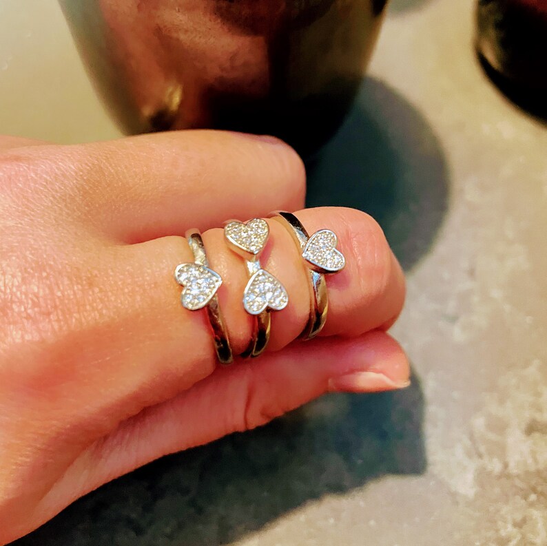 3PCS Stackable Heart Clover Ring Set, Heart Clover Open Ring, Adorned ...