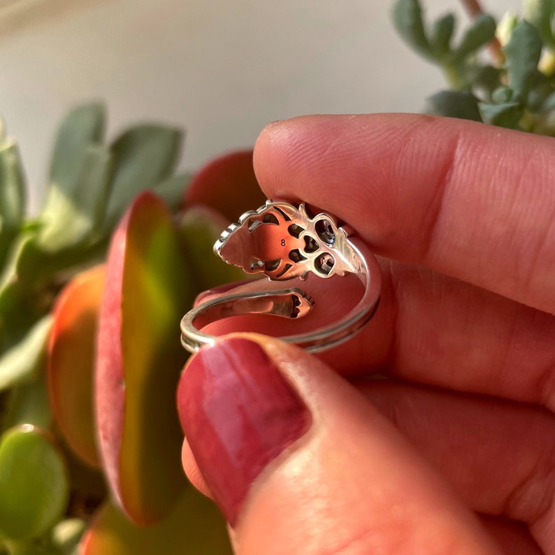 Spoon Ring With Green Opal in Silver, Boho Ring, Stone Ring, Spoon Ring ...