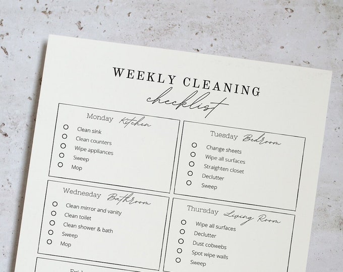 Rainbow Weekly Cleaning Schedule 7 Days - Etsy