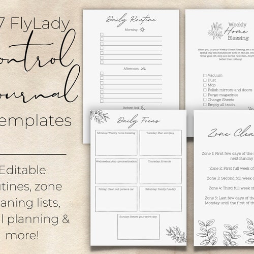 Flylady Control Journal Editable Flylady Cleaning Schedule - Etsy
