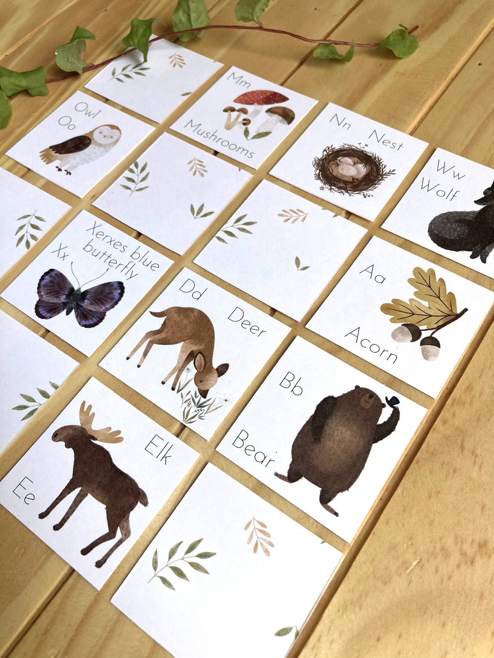 Woodland Animals Memory Match Game Printable Alphabet Game Homeschool ...
