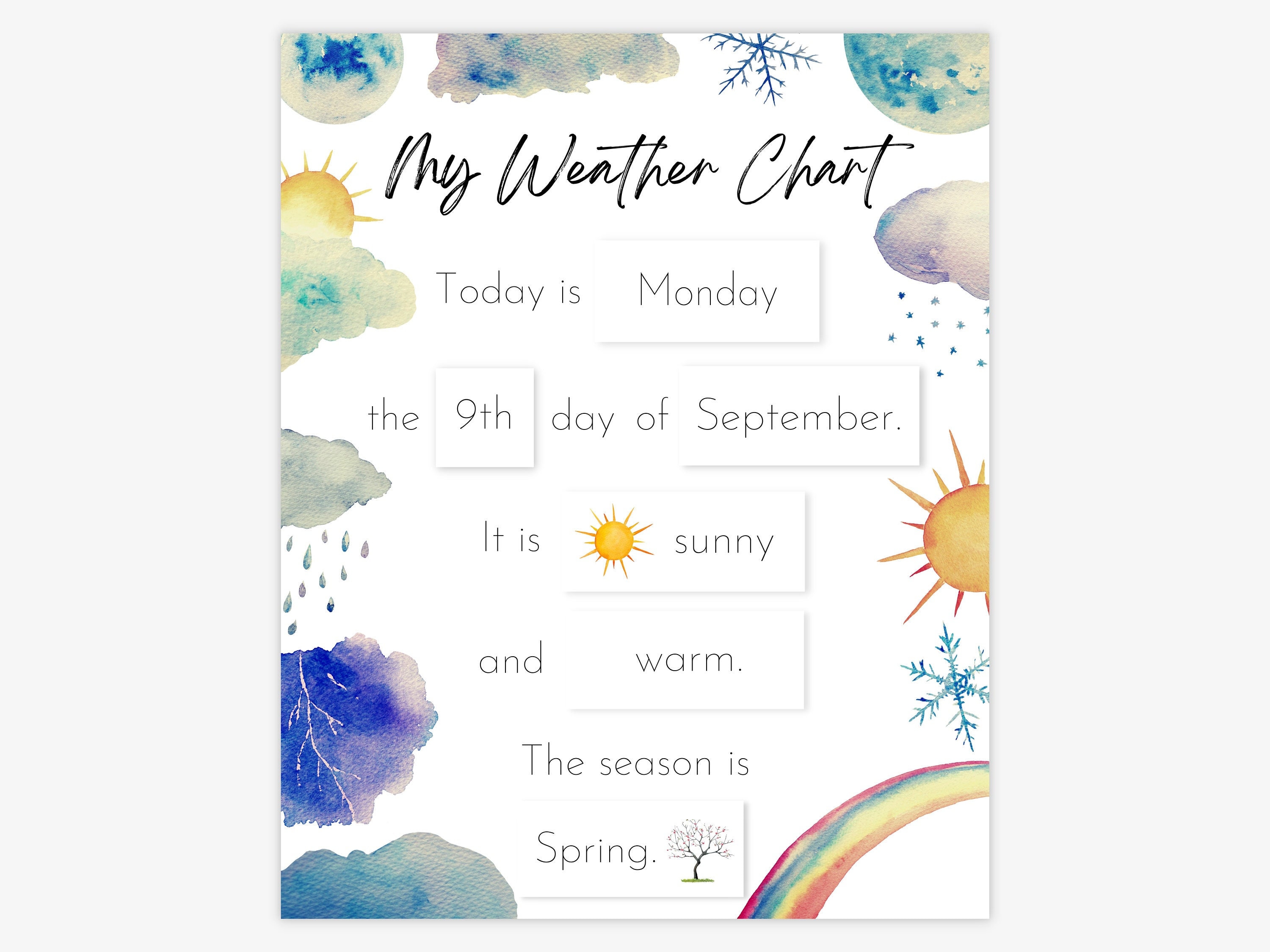 Morning Board • Weather Chart • Montessori Calendar • Perpetual ...