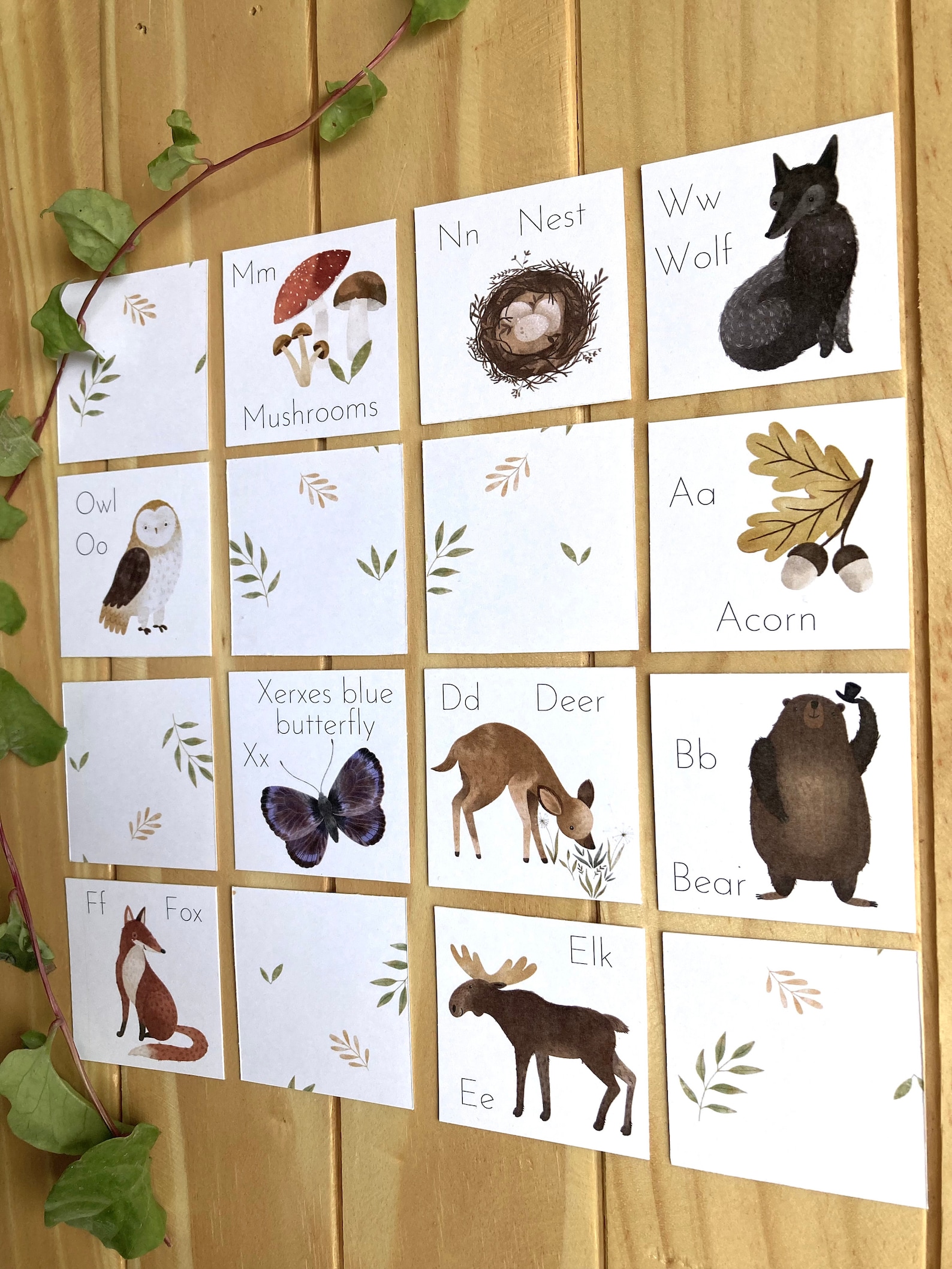 Woodland Animals Memory Match Game Printable Alphabet Game - Etsy