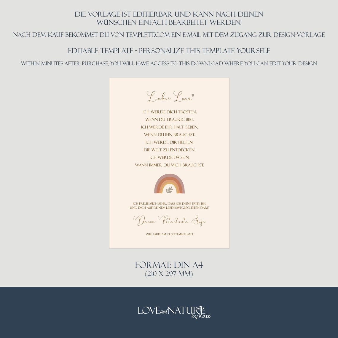 Godparent Letter Baptism Rainbow, Godparent Letter for Godchild ...