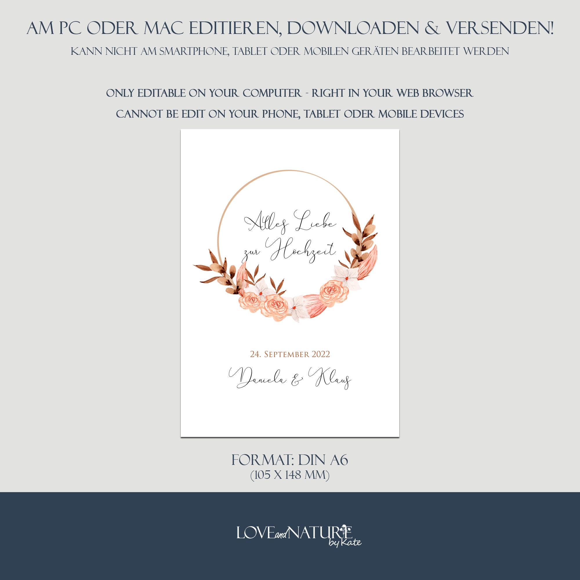 Congratulations Card for the Boho Wedding, Personalized Wedding Card ...