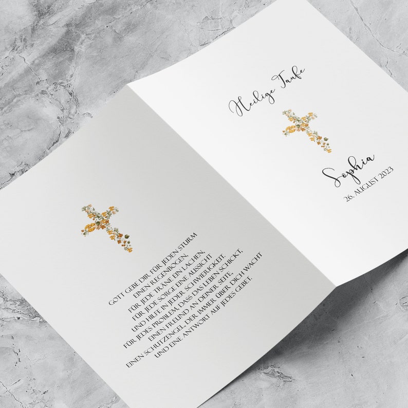 Kirchenheft Taufe Blumen Kreuz druckbar, Florales Taufheft für Kirche ...