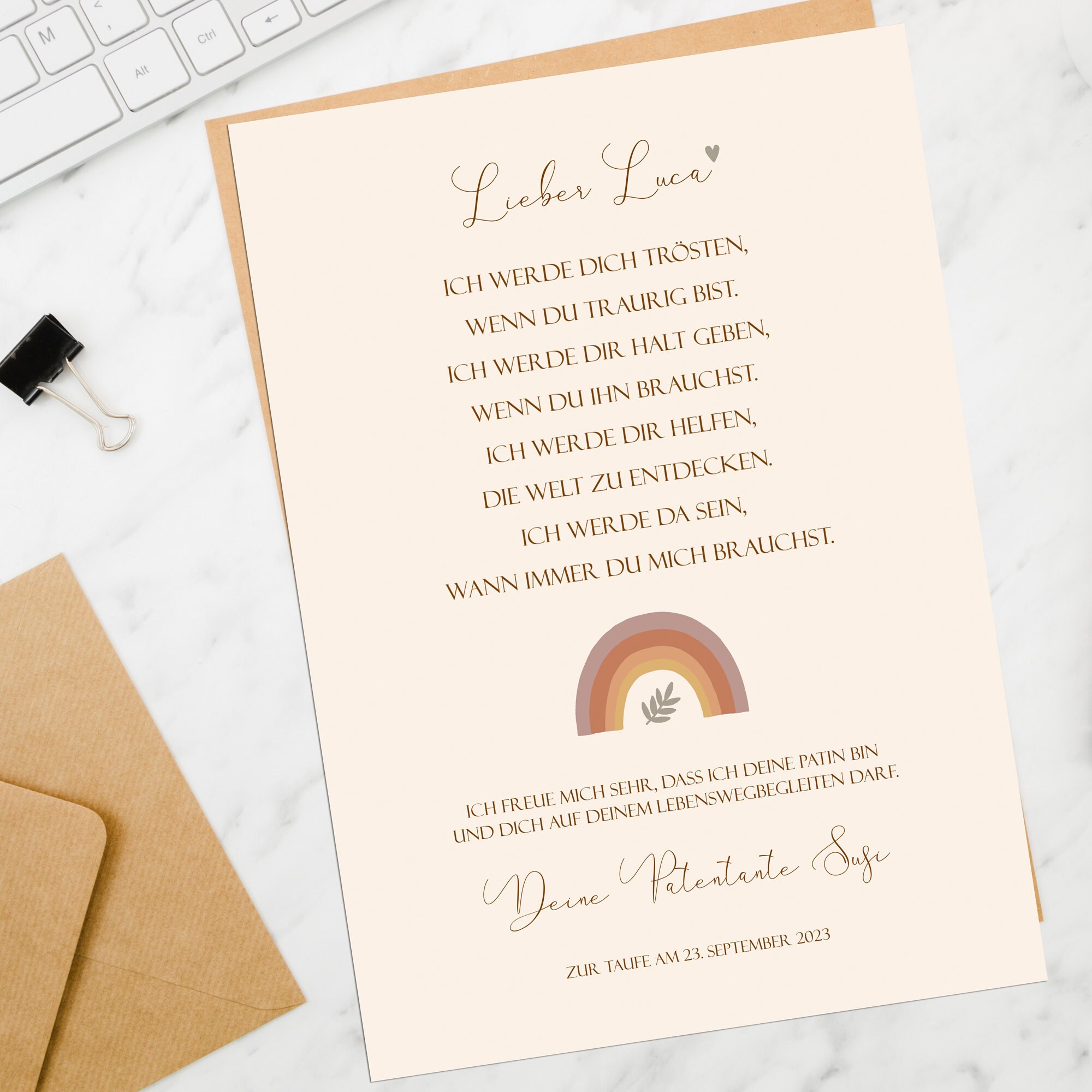 Godparent Letter Baptism Rainbow, Godparent Letter for Godchild ...