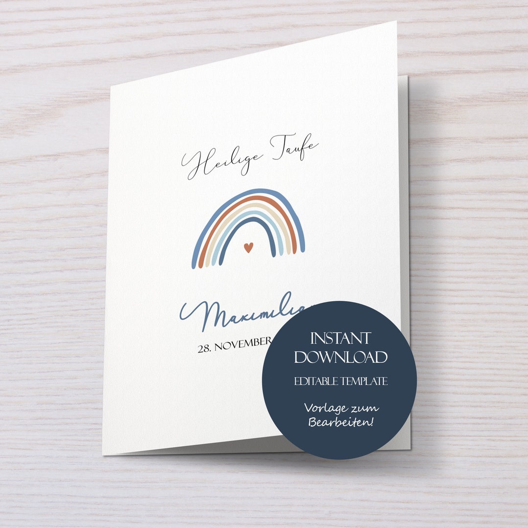 Taufheft Vorlage Junge, Taufe, Taufheft personalisierbar, Kirchenheft ...
