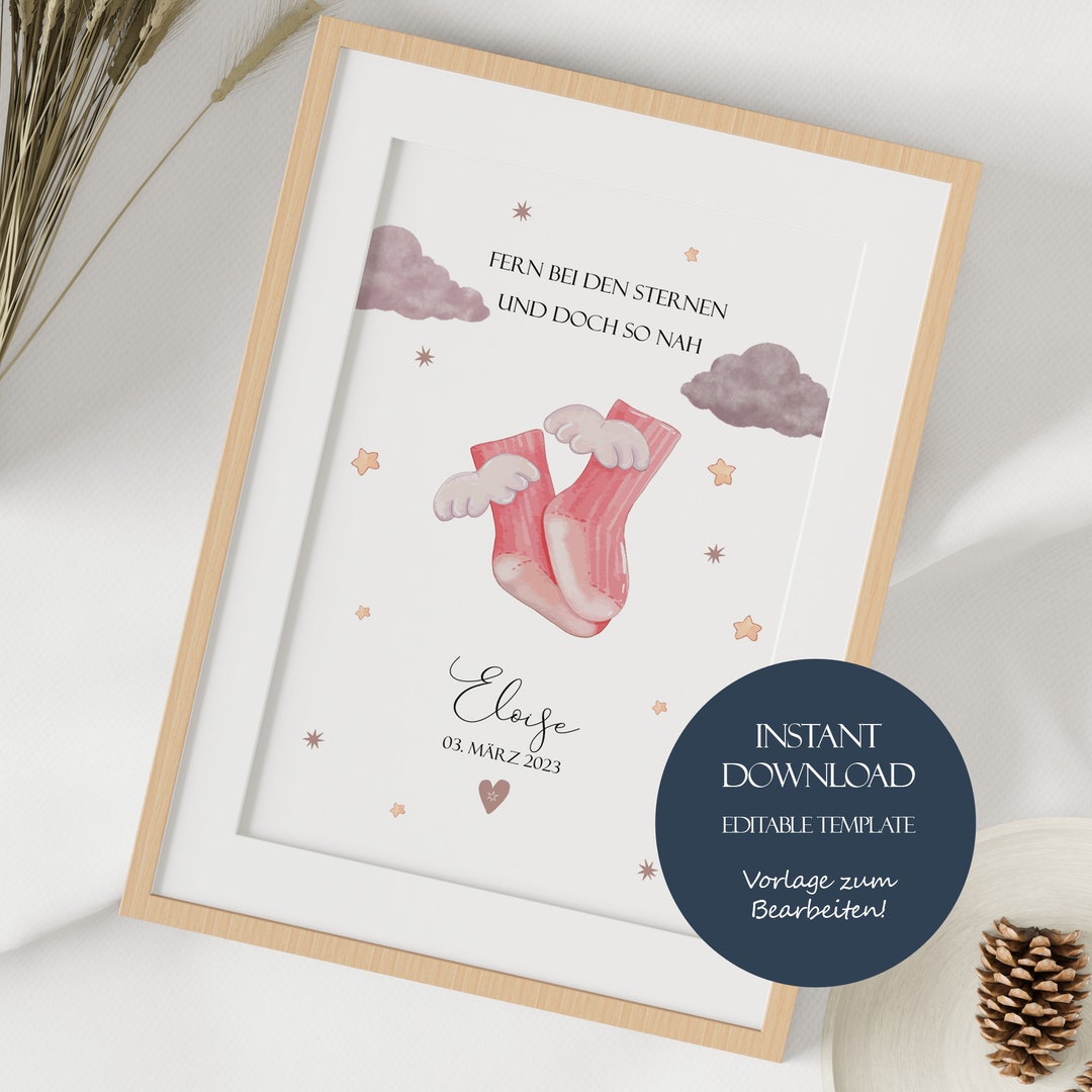 Mourning Poster Star Child Girl, Memory Star Child, A4 Wall Picture ...