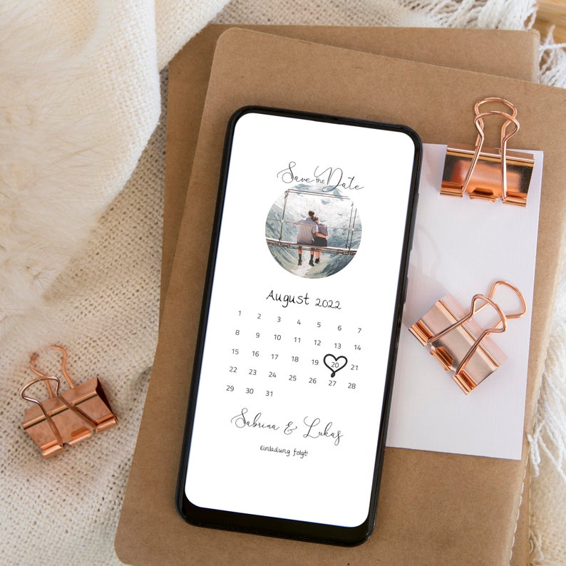 Save the Date Card, Wedding Announcement, Save the Date With Calendar ...