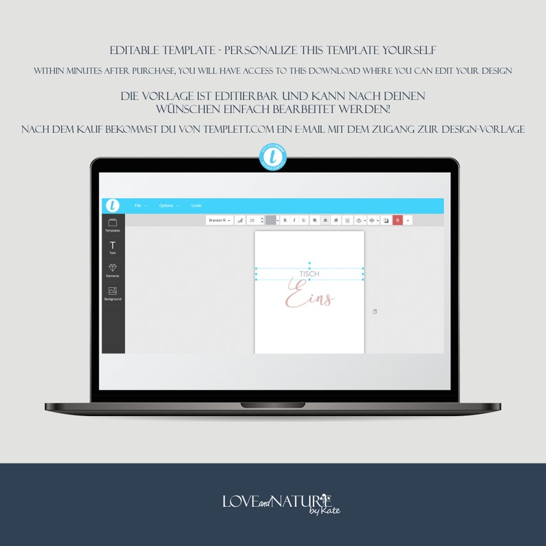 Table Numbers for Weddings in German, Editable and Printable Templates ...