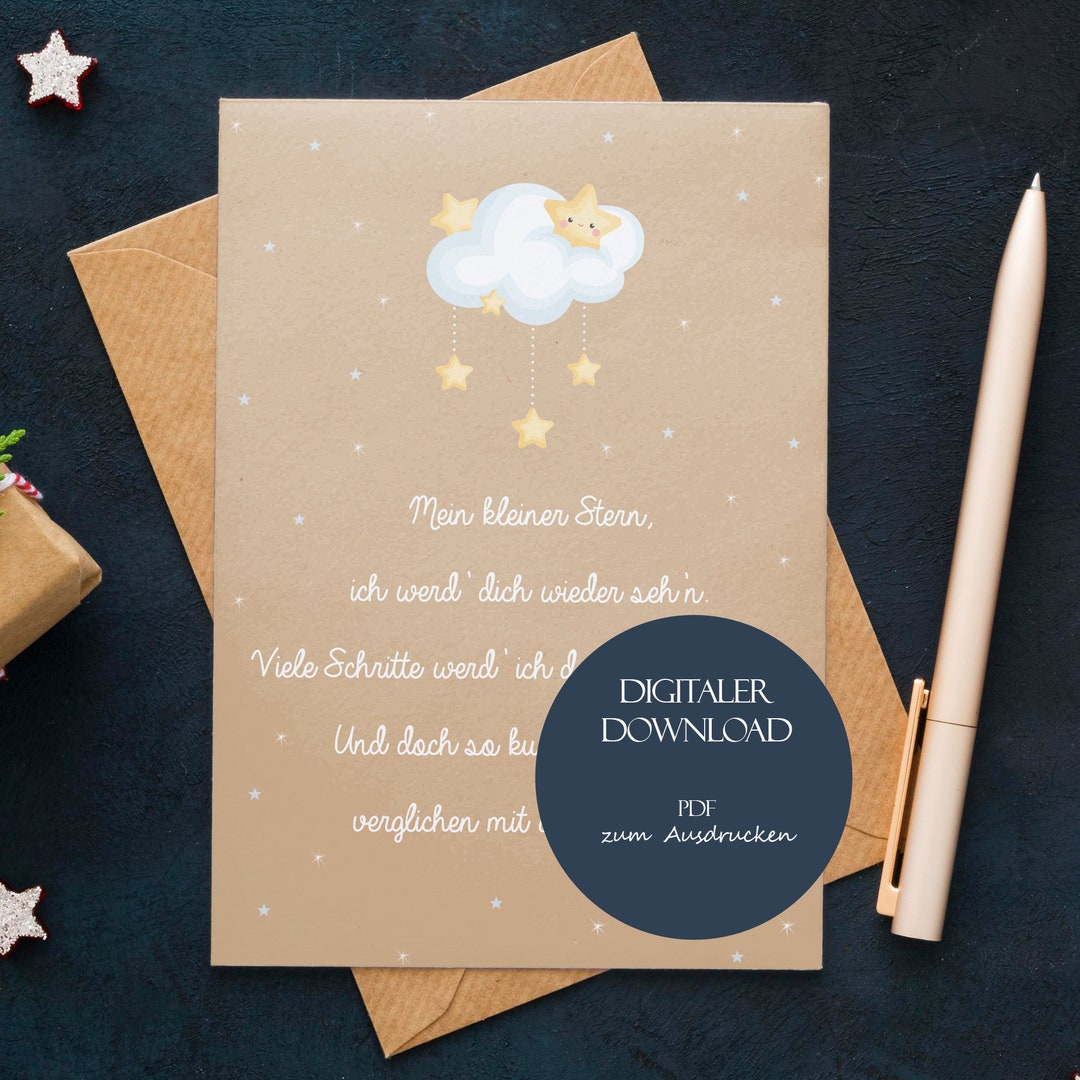 Remembrance Star Child, Star Parents Sympathy Card, Card to Print ...