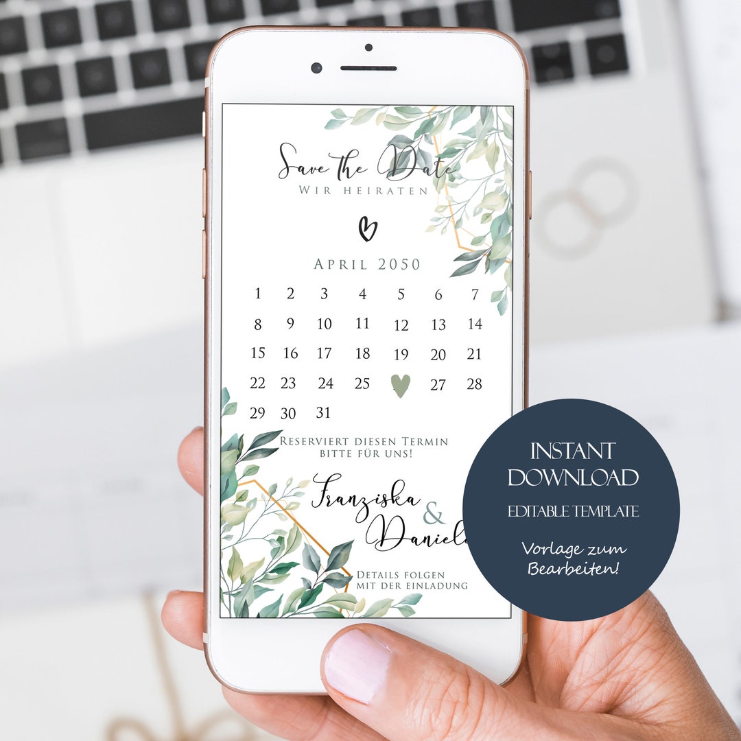 Modern Electronic Save the Date Invitation Template, Calendar Download ...