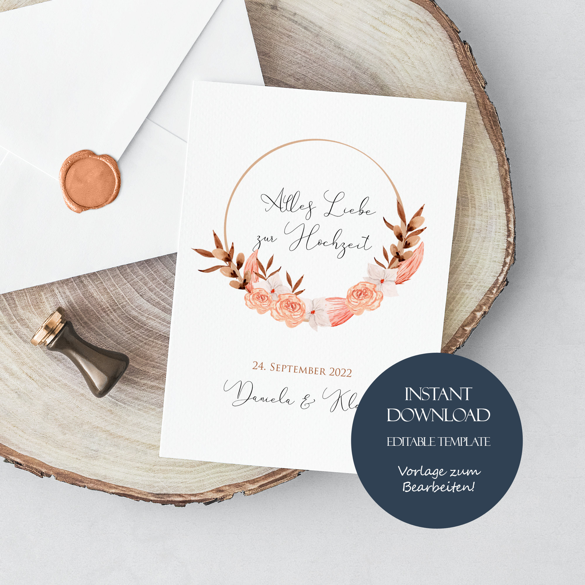 Congratulations Card for the Boho Wedding, Personalized Wedding Card ...