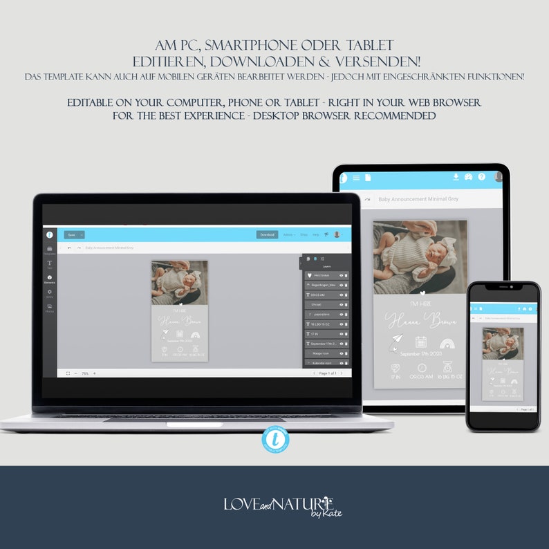 Birth Announcement With Photo, Digital Birth Announcement Personalized ...