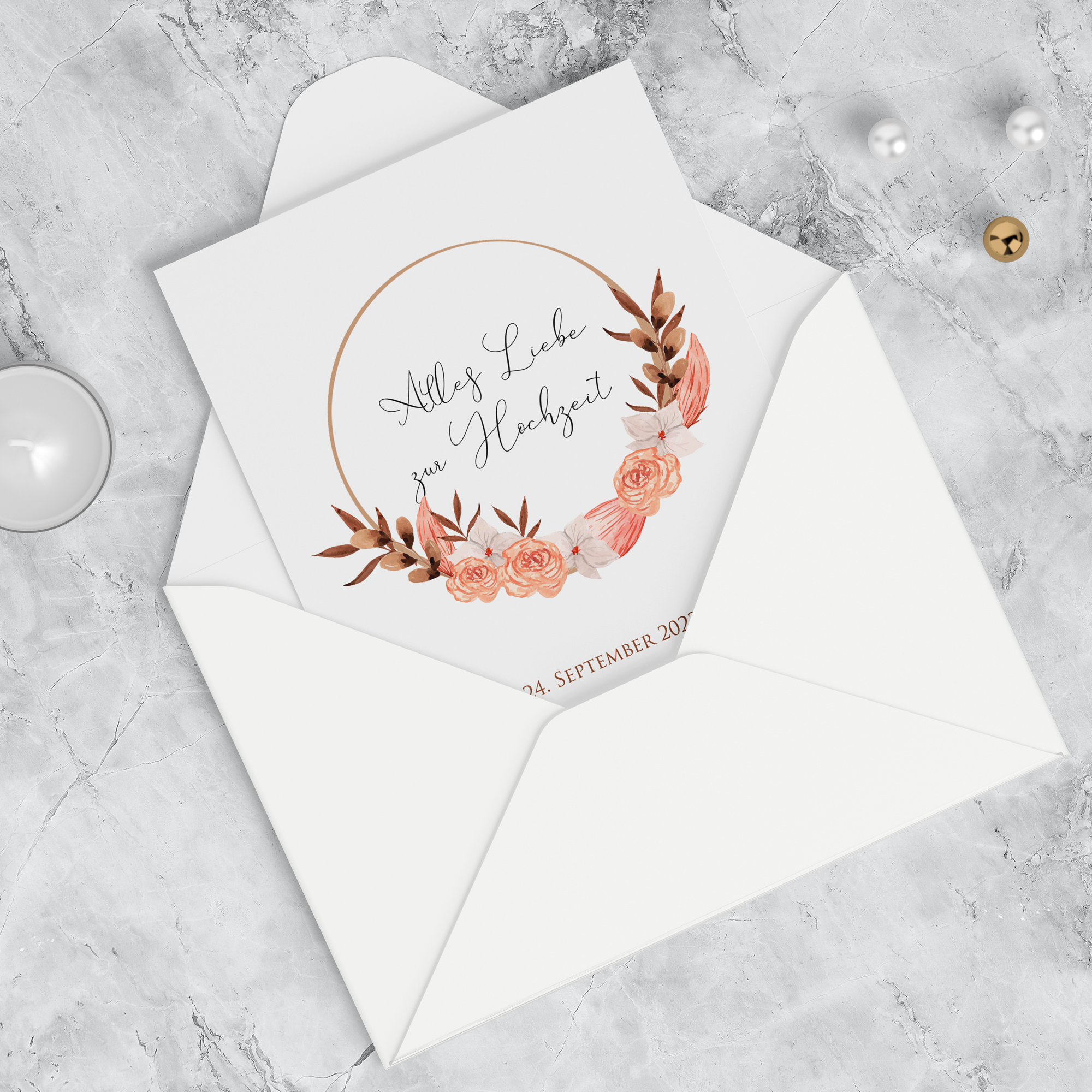 Congratulations Card for the Boho Wedding, Personalized Wedding Card ...