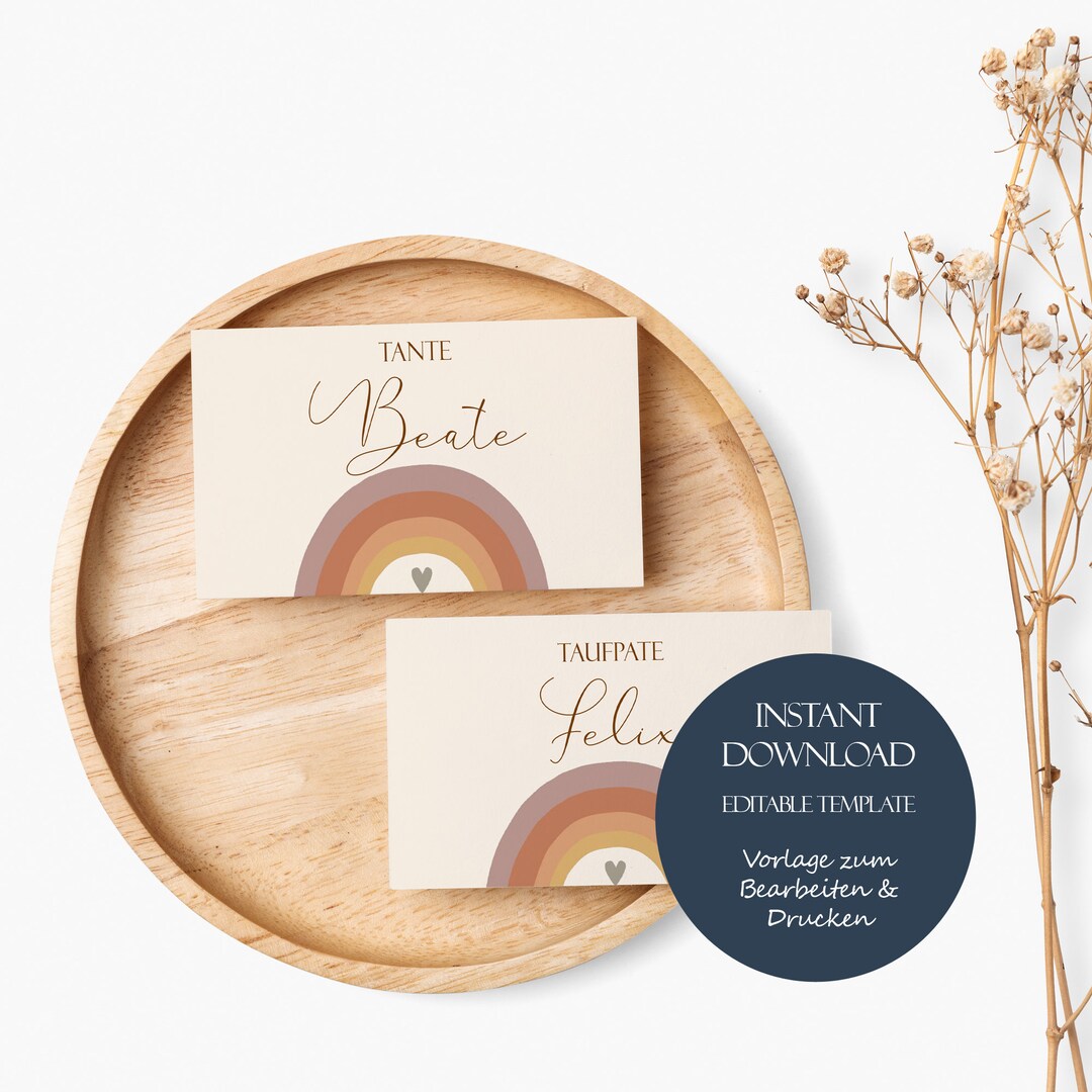 Place Cards Baptism Rainbow, Personalized Name Cards Baptism, Table ...