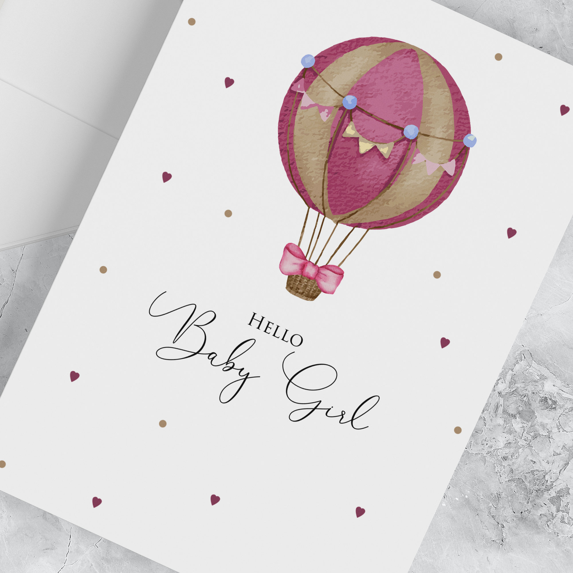 Birth Card Girl Card A6 Hello Baby Girl Baby Gift Card Printable Baby ...