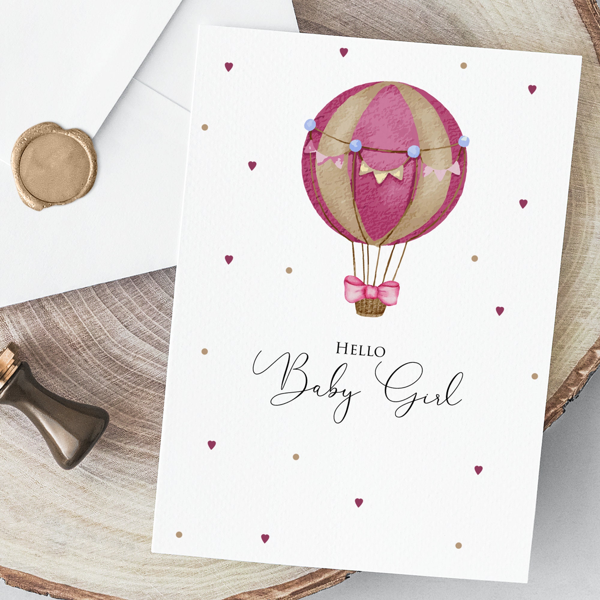 Birth Card Girl Card A6 Hello Baby Girl Baby Gift Card Printable Baby ...
