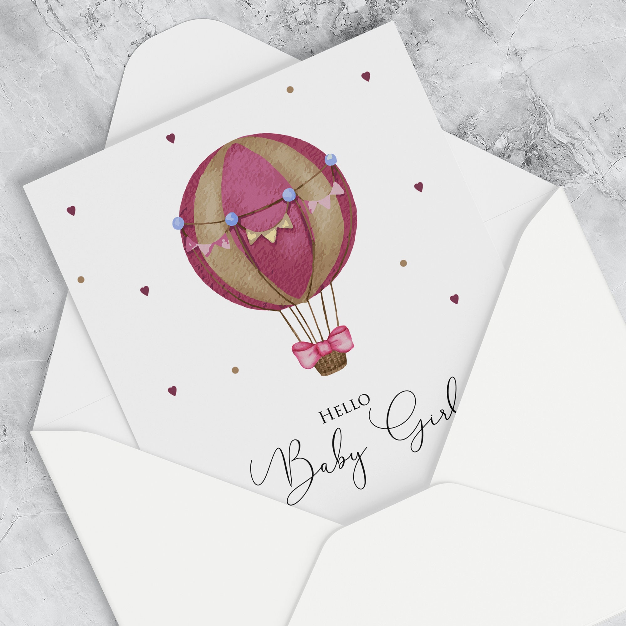 Birth Card Girl Card A6 Hello Baby Girl Baby Gift Card Printable Baby ...