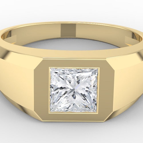 Devon Ring Men's Gold Wedding Band Moissanite - Etsy