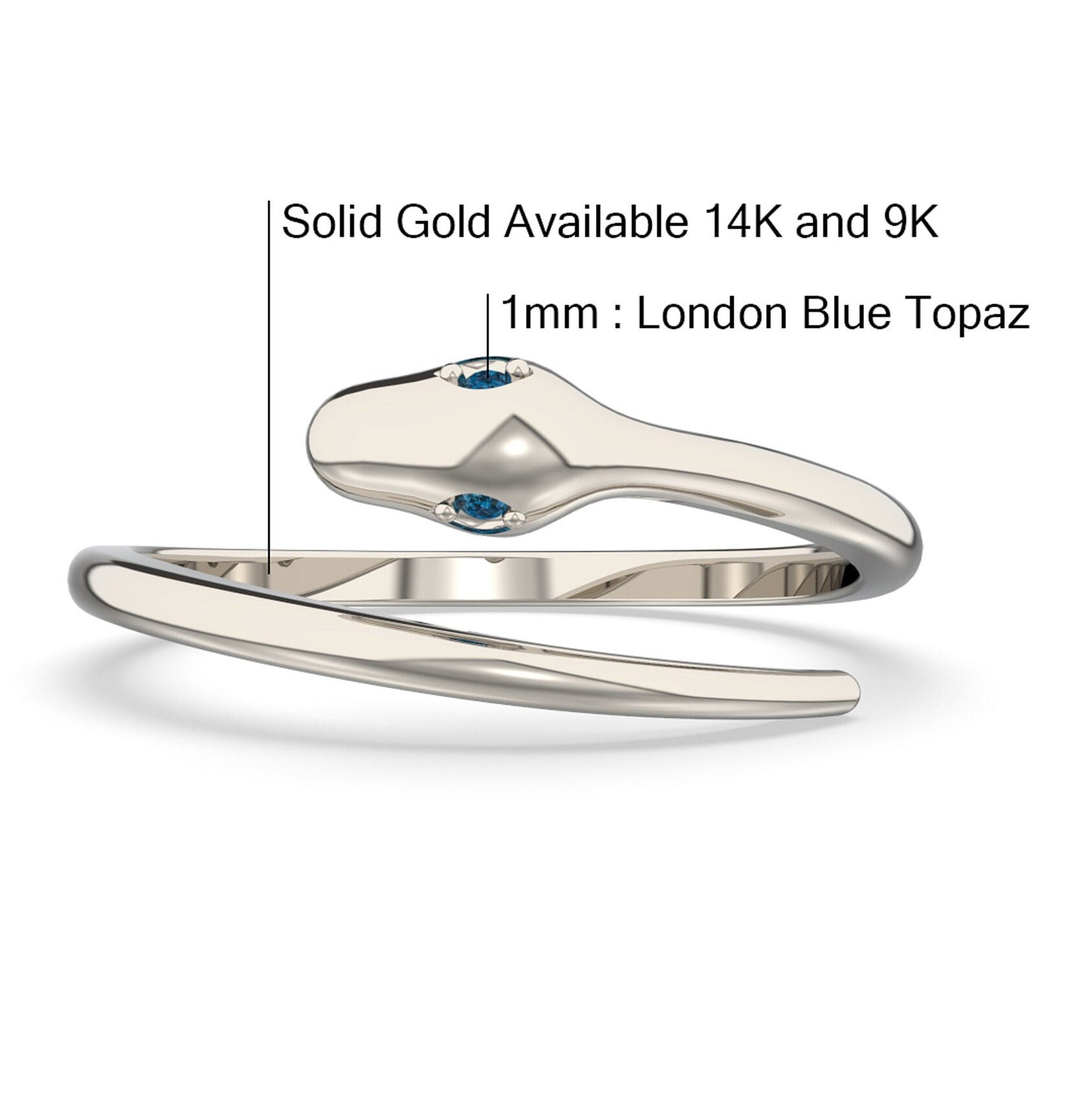 Topaz Snake Stackable Ring Serpent Ring London Blue Topaz - Etsy
