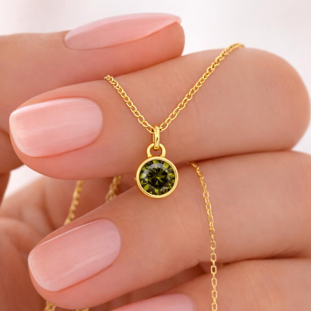 14K Solid Gold Ruby Bezel Setting Necklace, Minimalist Gemstone ...