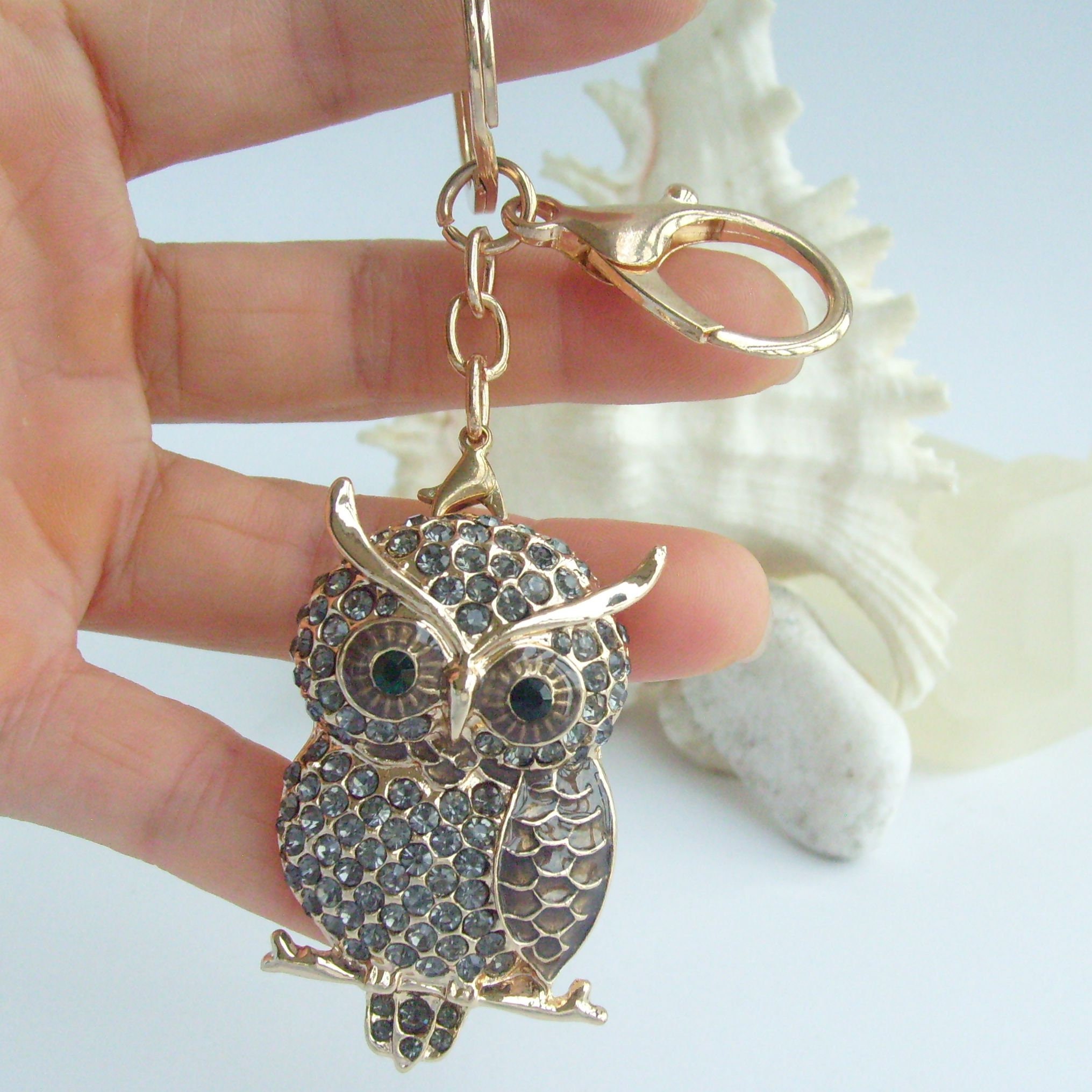 Unique Bird Rhinestone Crystal Owl Key Chain Animal Key Holder - Etsy