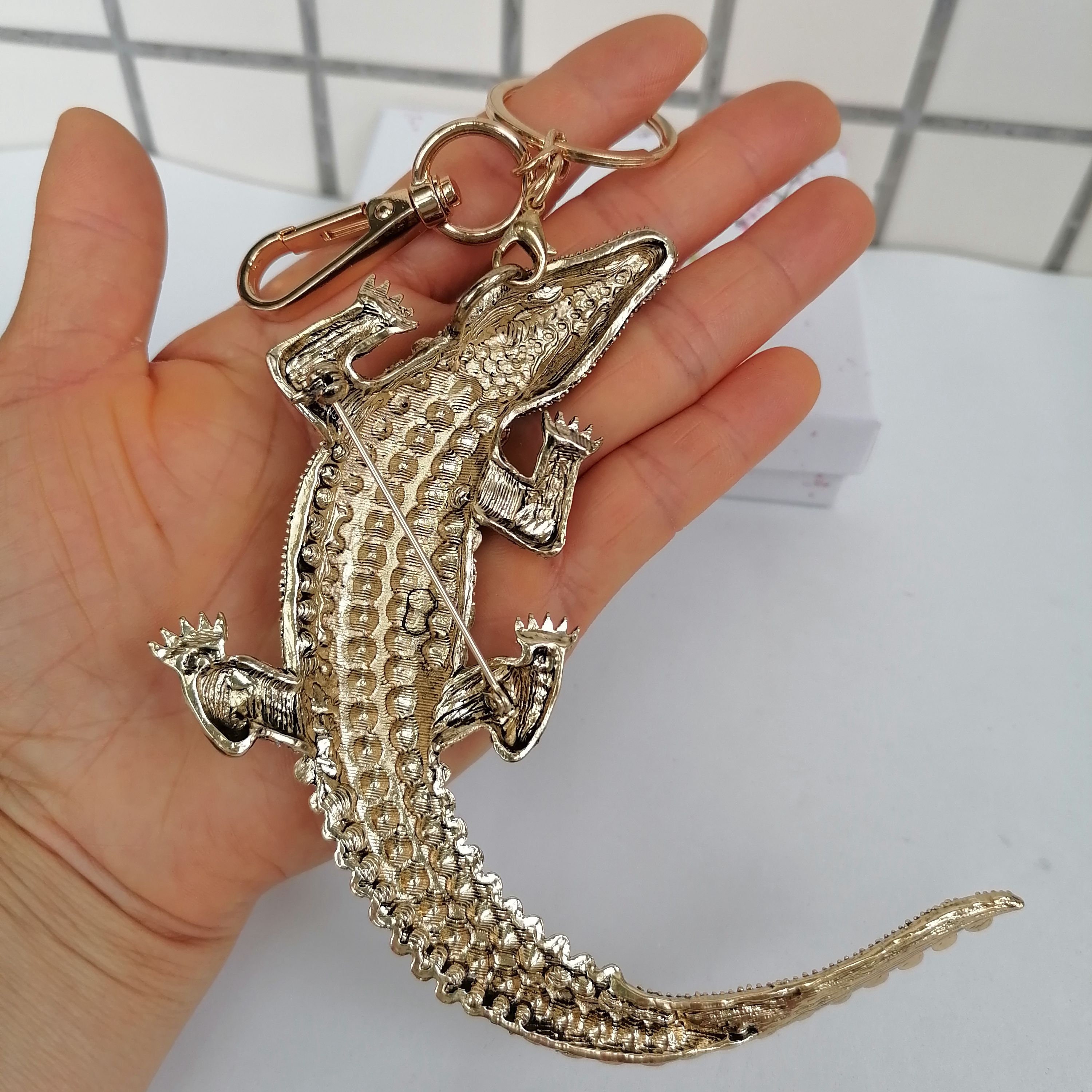 Alligator Crocodile Key Chain Key Holder Brown Rhinestone - Etsy