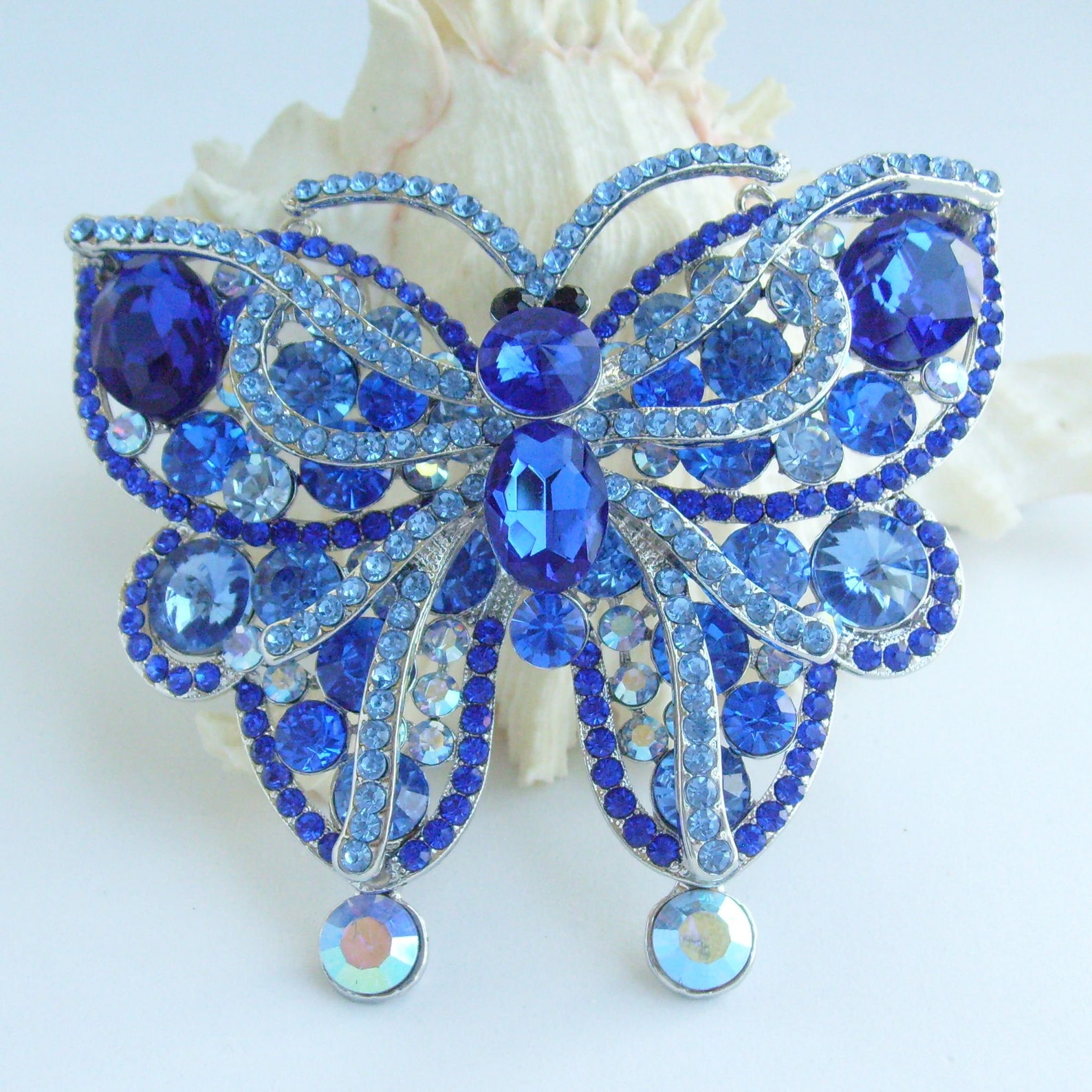 Rhinestone Crystal Insect Pin Big Butterfly Brooch Pendant | Etsy
