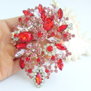Prom Jewelry Gorgeous Flower Brooch Pin Pendant Rhinestone Crystal ...