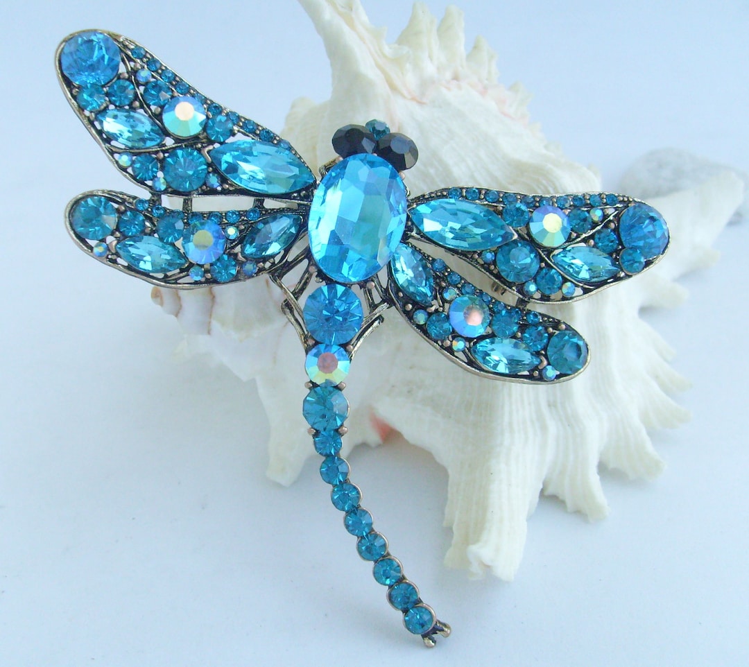 Rhinestone Crystal Pretty Dragonfly Brooch Insect Pin Pendant P039K - Etsy