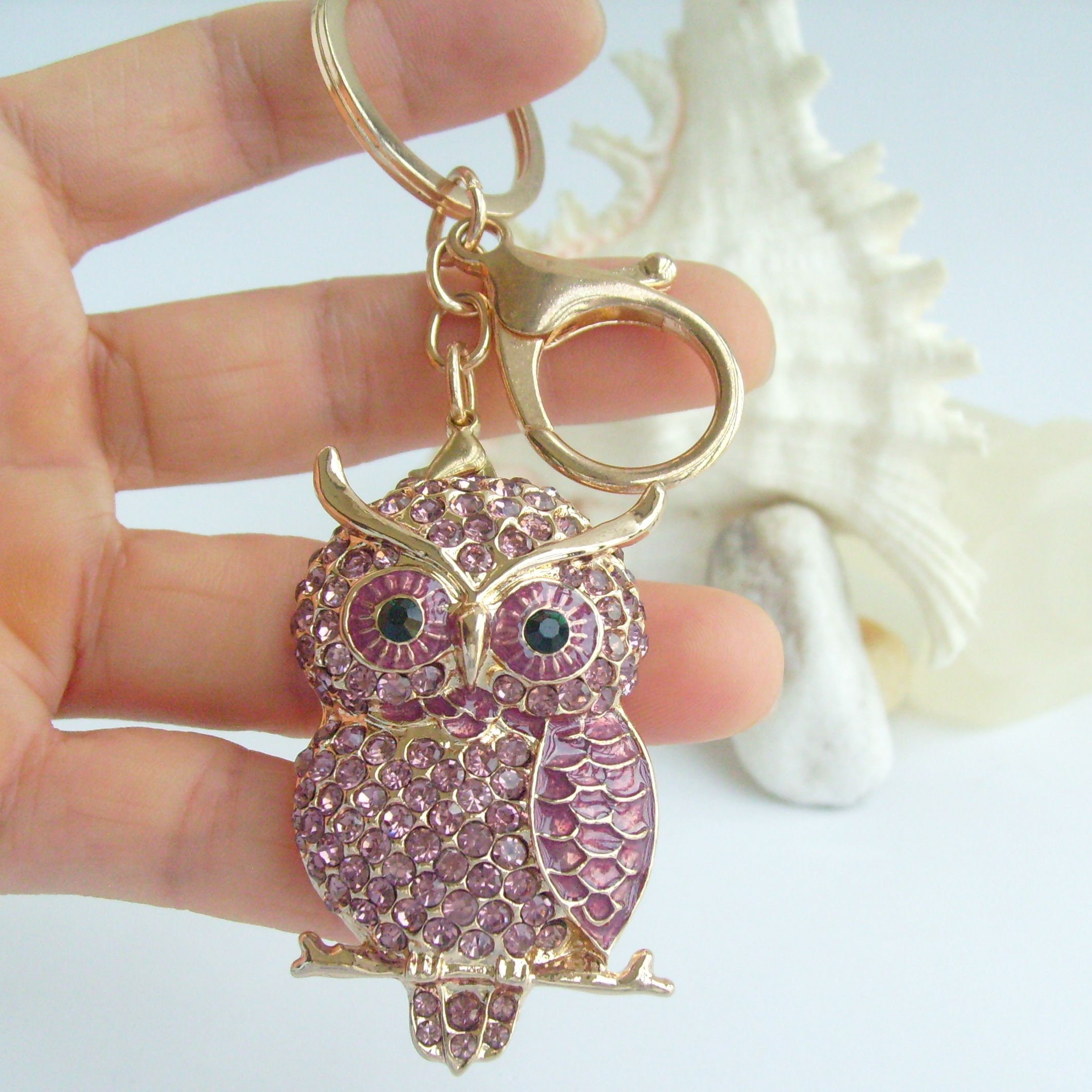 Unique Bird Rhinestone Crystal Owl Key Chain Animal Key Holder - Etsy