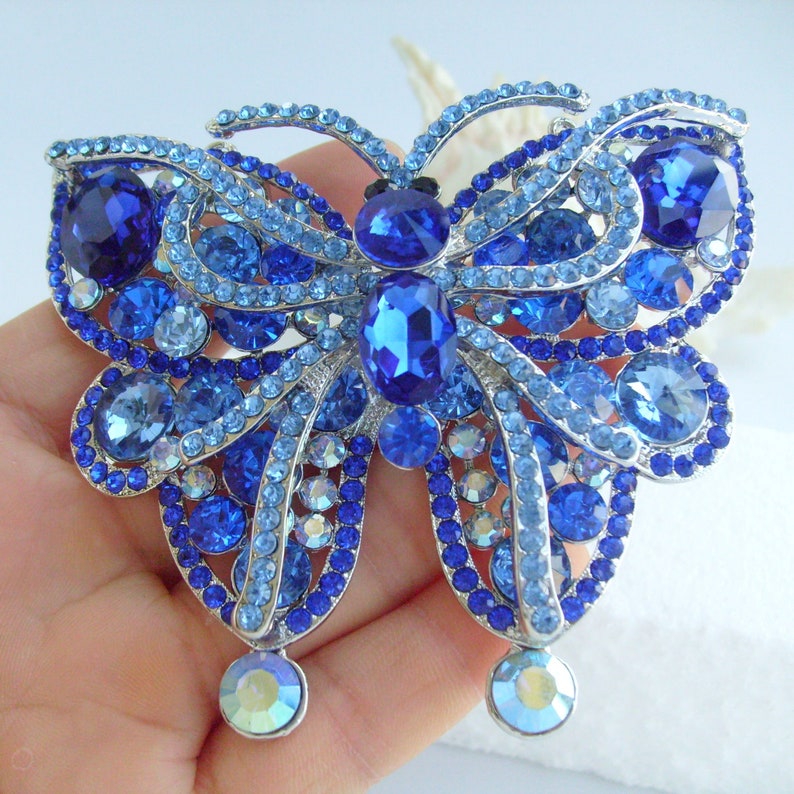 Rhinestone Crystal Insect Pin Big Butterfly Brooch Pendant - Etsy