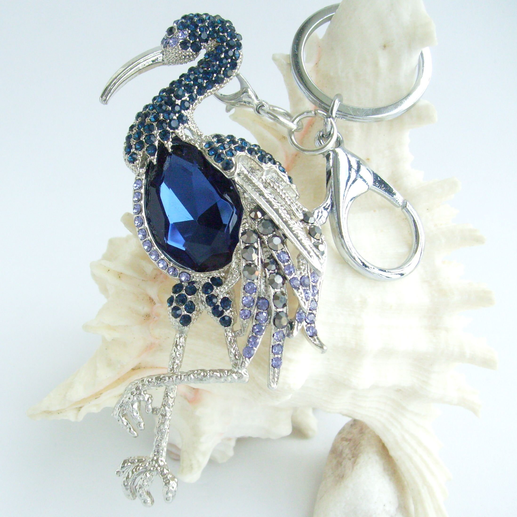 Bird Flamingo Key Chain Animal Key Holder Rhinestone Crystal - Etsy