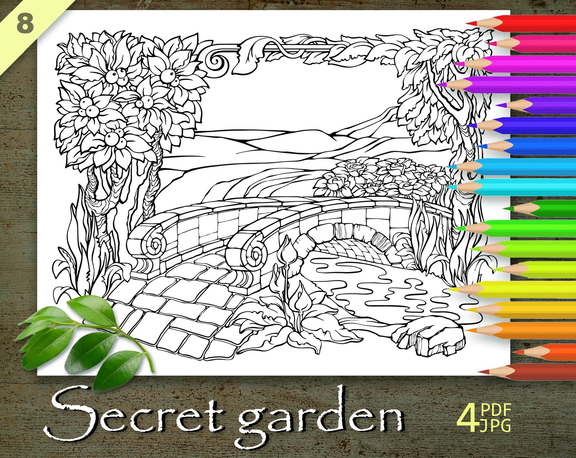 Secret Garden Coloring Page Printable Adult Coloring Books - Etsy