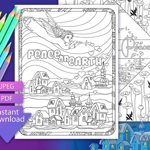 Peace Coloring Page. Coloring Sheets Peace on Earth. Lineart Magical ...
