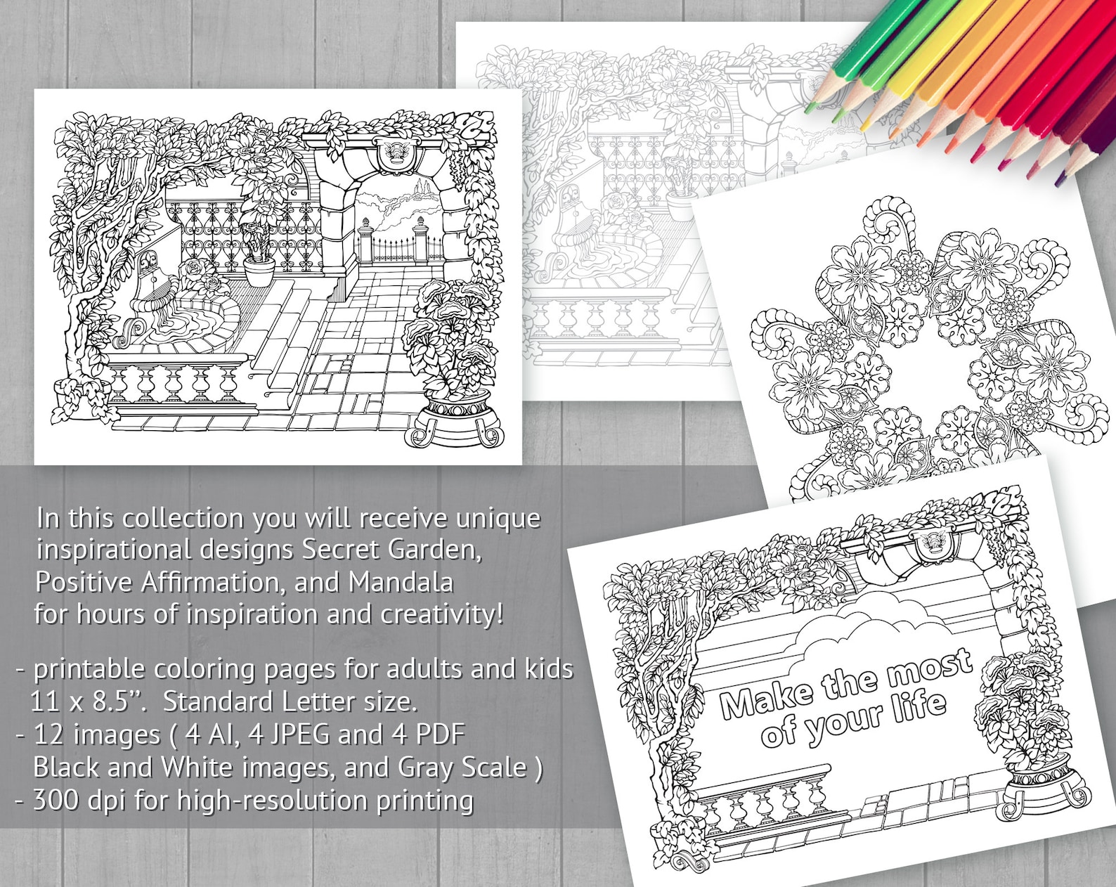 Secret Garden Coloring Page Printable Adult Coloring Books - Etsy