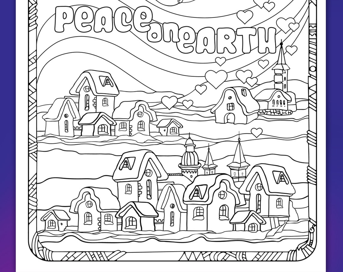 Peace Coloring Page. Coloring Sheets Peace on Earth. Lineart Magical ...