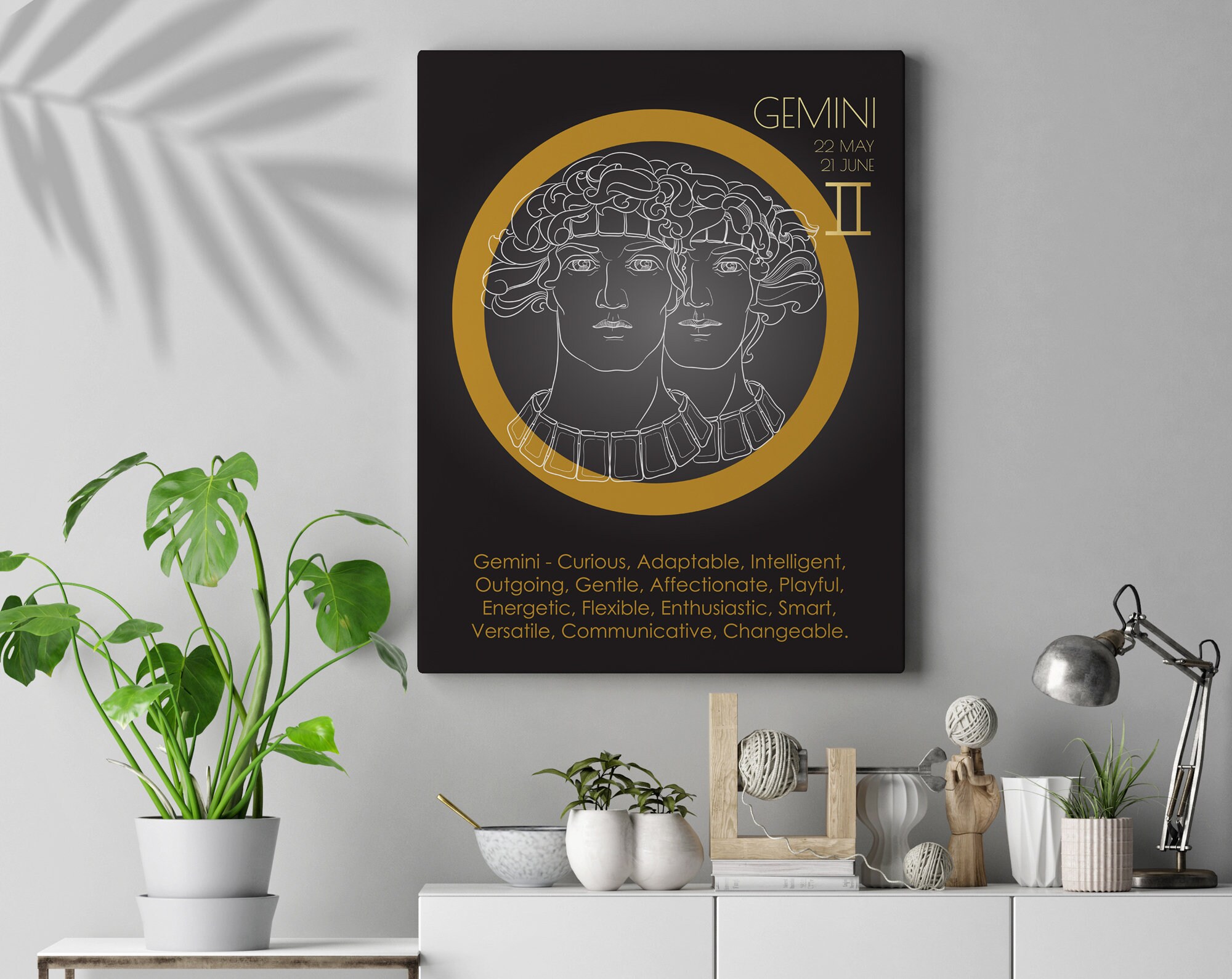 Gemini wall art zodiac sign print. Zodiac printable Gemini | Etsy