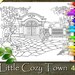 Little Cozy Town, Coloring Page, Printable Adult Coloring Books PDF ...