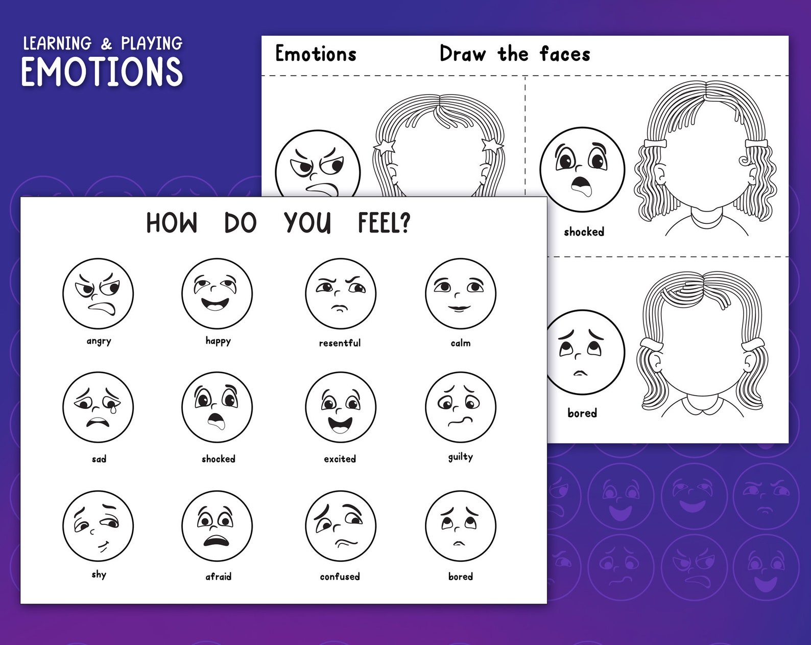 Feelings Clipart. Preschool Curriculum. Emotions Chart. Quiet Book ...