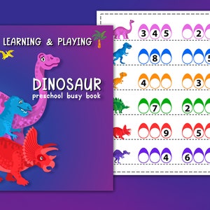 Dinosaur Busy Book, Preschool Worksheets. Quiet Book, Preschool ...