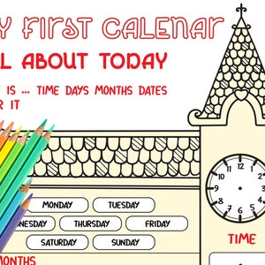 Kids Daily Calendar. Homeschooling Busy Book. Coloring Pages, Preschool ...