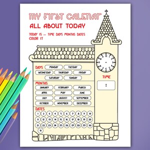 Kids Daily Calendar. Homeschooling Busy Book. Coloring Pages, Preschool ...